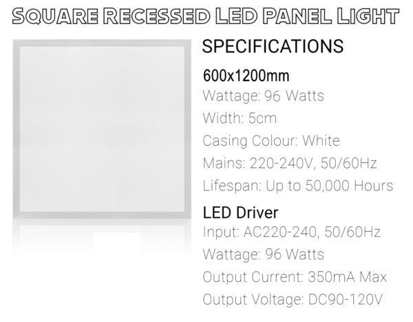 LED Panel Light 600x1200mm 96W - 123 LED Lighting